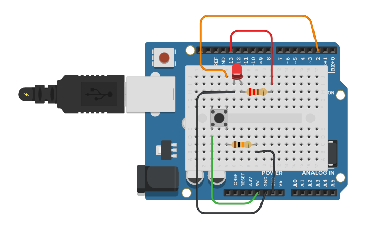 Circuit design Blink an LED with Switch - Tinkercad