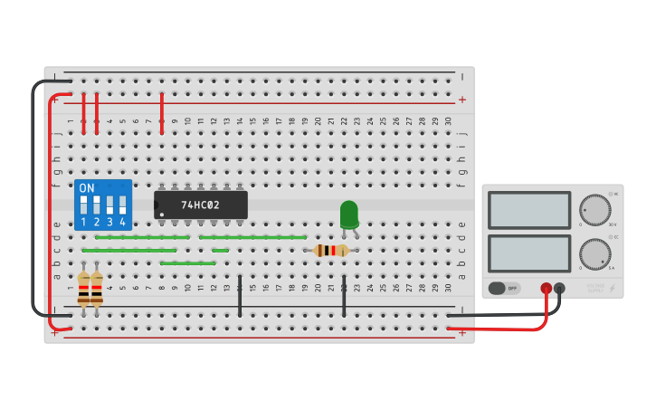 Circuit design OR GATE USING NOR GATE - Tinkercad