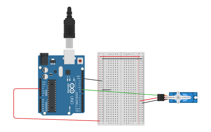 Circuit design Boom Gate Servo | Tinkercad