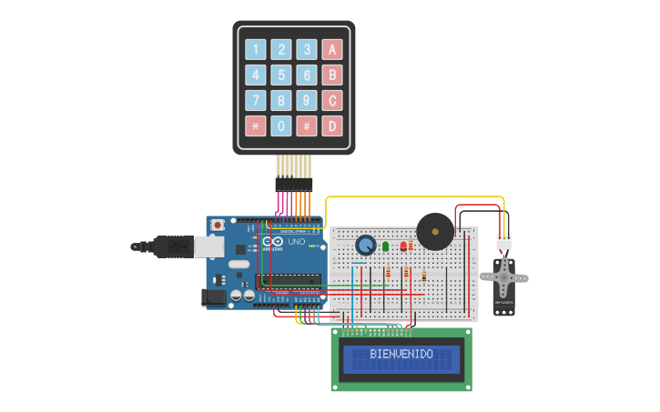 Circuit design Cerradura con Arduino (Proyecto Final) - Tinkercad