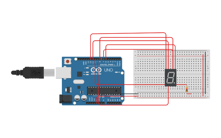 Circuit design 7 SEGMENT LCD - Tinkercad