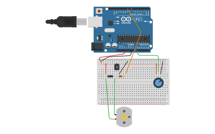 Circuit design dc motor speed control - Tinkercad