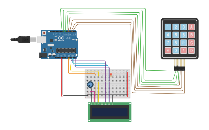 Circuit design 4x4 con nombre | Tinkercad