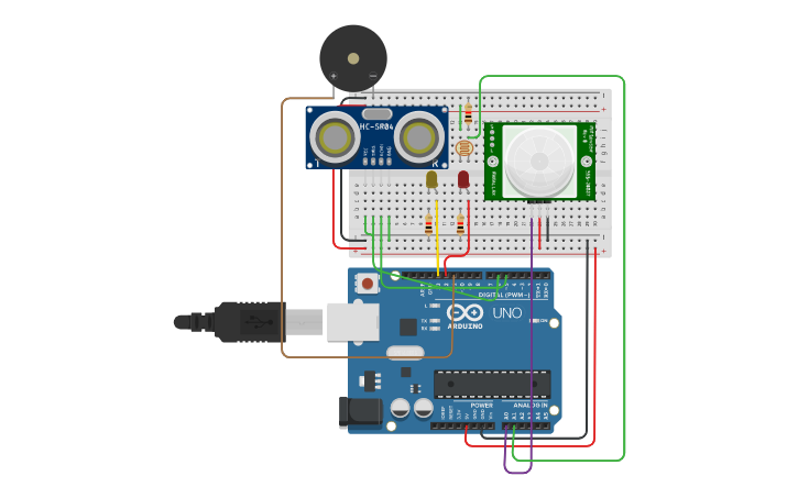 Circuit design sistema de seguridad - Tinkercad