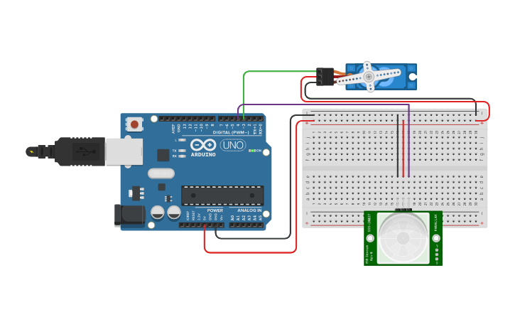 Circuit design microservomotor - Tinkercad