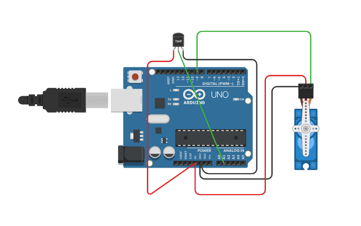 Circuit design temp-servo - Tinkercad