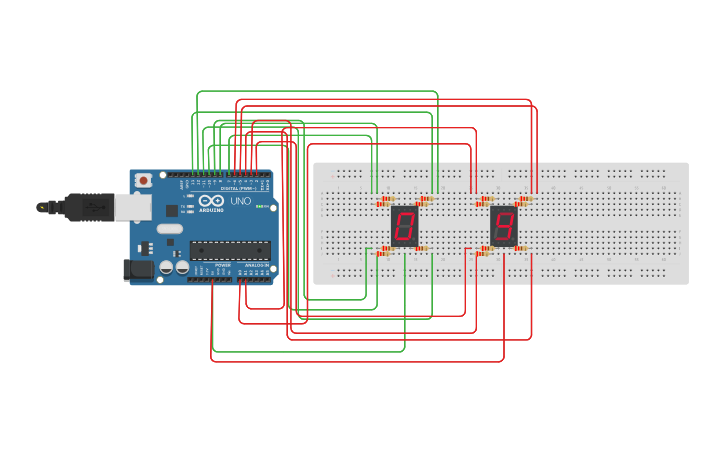 Circuit design 7-Segment Display Counter - Tinkercad