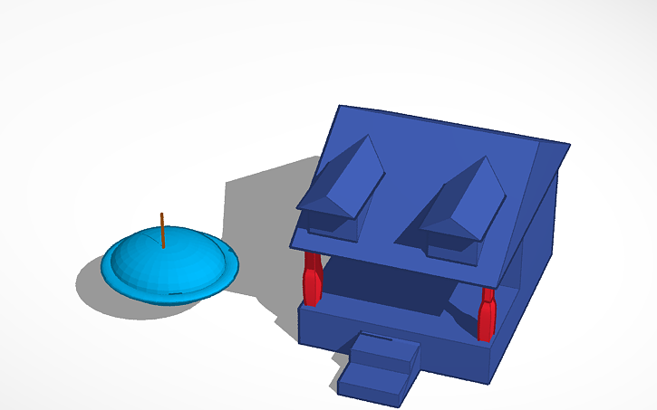 3D design house with ufo - Tinkercad