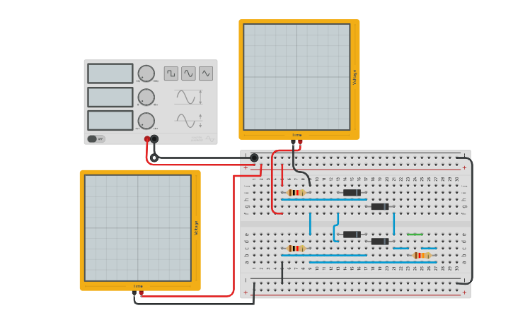 Circuit design Modul 2 Percobaan 5 (tanpa kapasitor) - Tinkercad