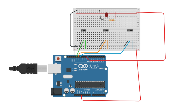 Circuit design Arduino voting system - Tinkercad