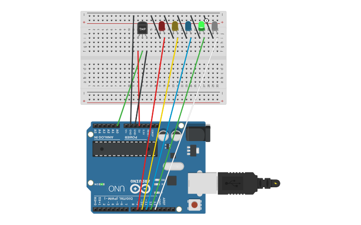Circuit design TMP-36 - Tinkercad