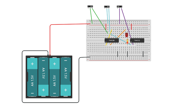 Circuit design logic diagram whith AND gates and OR gates | Tinkercad