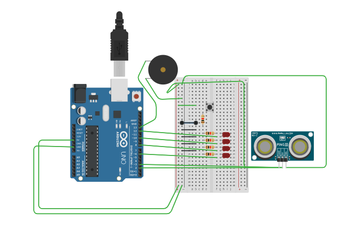 Circuit design Proximity sensor - Tinkercad