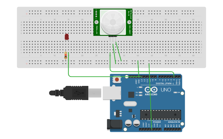 Circuit design Motion detector - Tinkercad