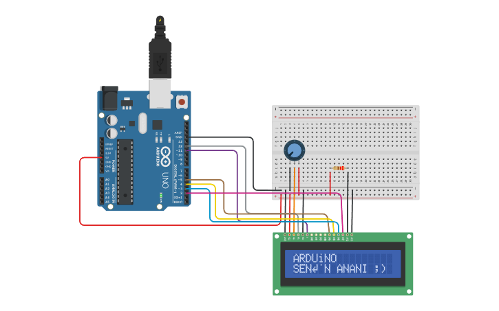 Circuit design LCD Ekran - Tinkercad