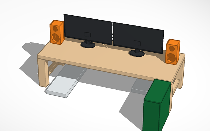 3D design Computer Table with Multi Monitor Setup - Tinkercad
