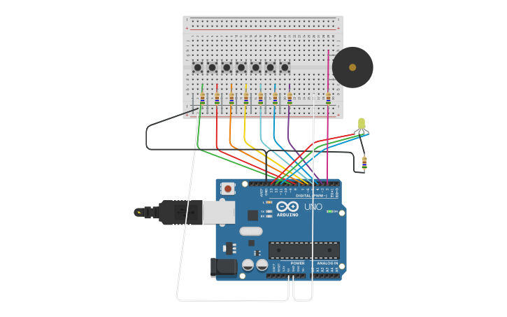 Circuit design Mini piano | Tinkercad