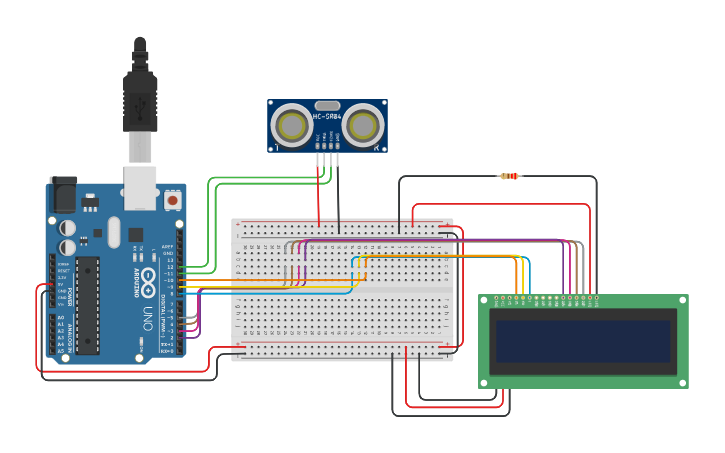 Circuit design Sensor con lcd - Tinkercad