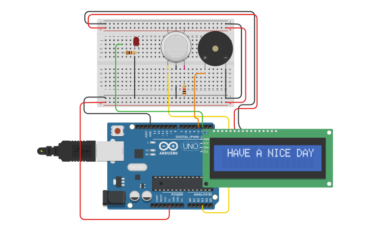 Circuit design Gas leak detection device - Tinkercad