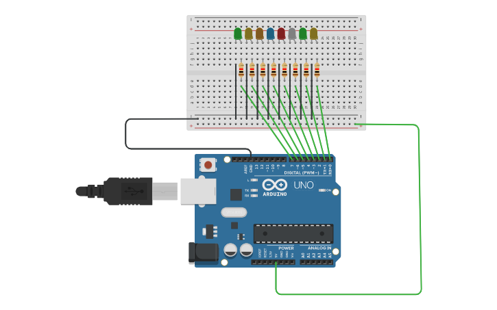 Circuit design 8BIT PORT | Tinkercad