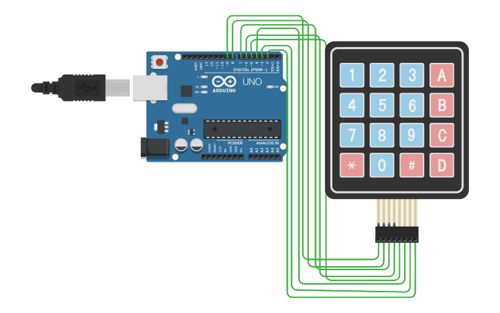 Circuit design ex 8 keypad - Tinkercad