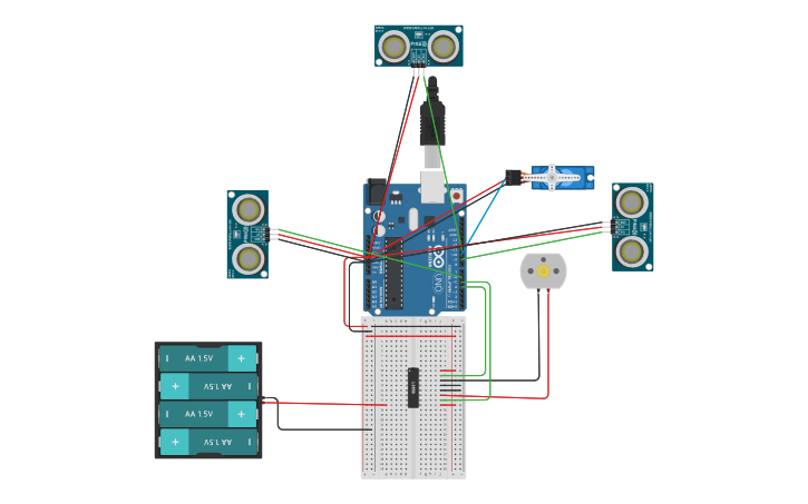 Circuit Design Automatic Driving Car Tinkercad 