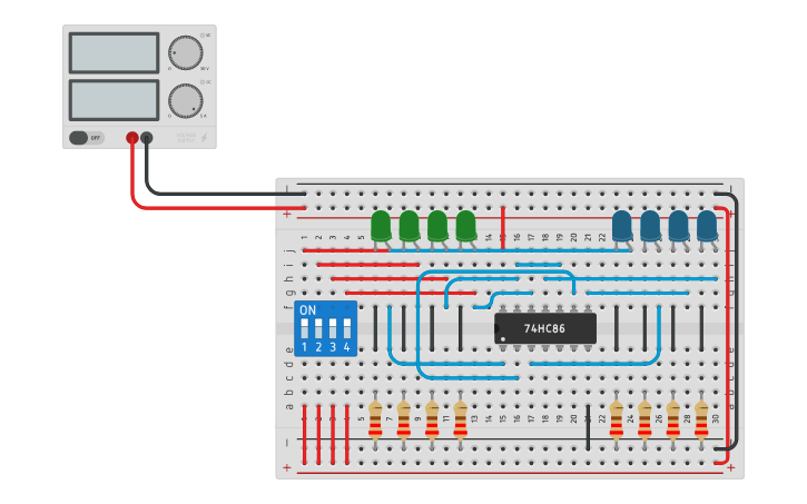 Circuit Design 4 Bit Binary To Gray Code Tinkercad