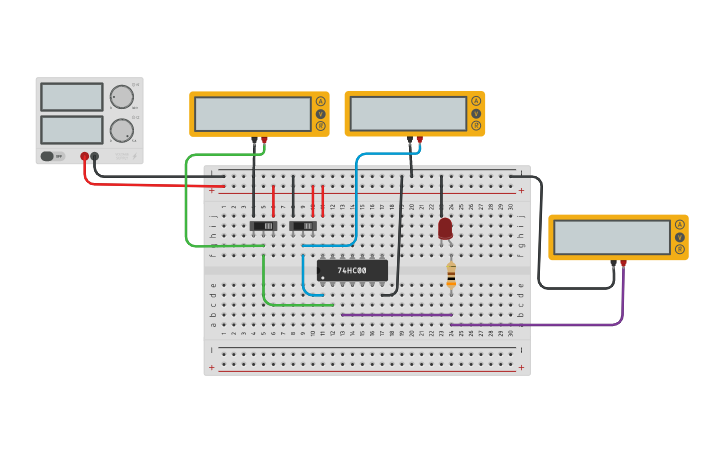 Circuit design Circuito porta NAND - Tinkercad