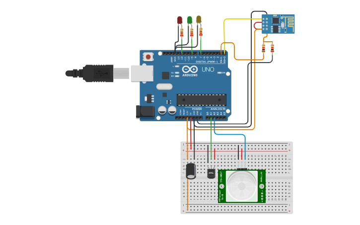 Circuit design IoT PIR-Sıcaklık-Wifi - Tinkercad