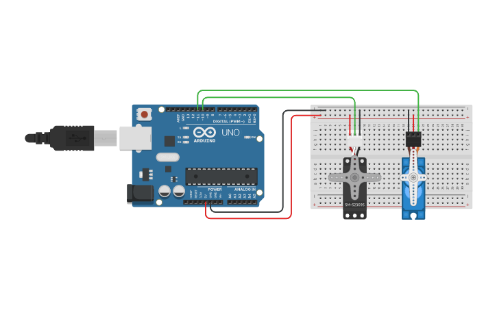 Circuit Design Servo Motor Sweep Tinkercad