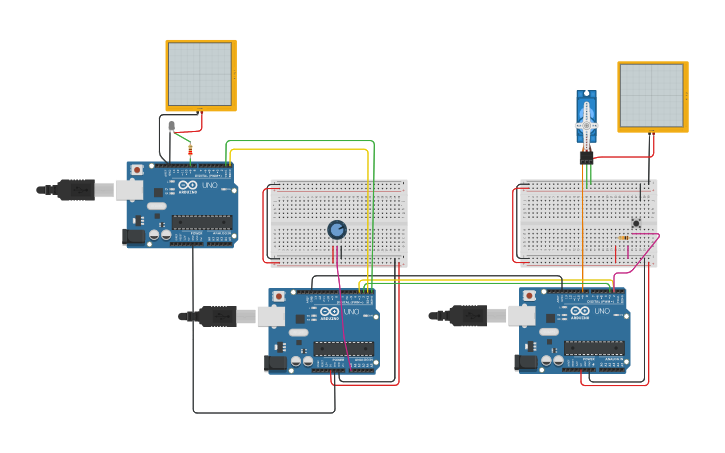 Circuit design multi slave UART | Tinkercad