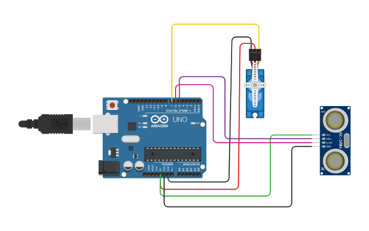 Circuit design Smart Dustbin using Arduino - Tinkercad