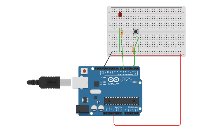 Circuit design Toggle LED - Tinkercad