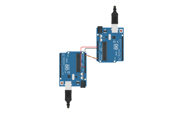 Circuit design comunicazione tra 2 arduino (1) | Tinkercad