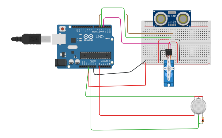 Circuit design Smart Waste Management System - Tinkercad