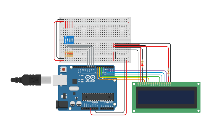 Circuit design Arduino - Circuito Sumador paralelo de 2 bits - Tinkercad