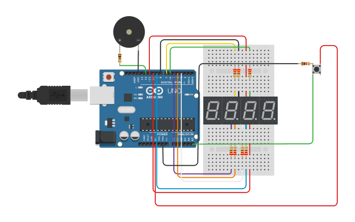 Circuit design Copy of 7-Segment 4-Digit LED Display - Tinkercad