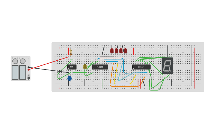 Circuit design contador del 0 al 9 - Tinkercad