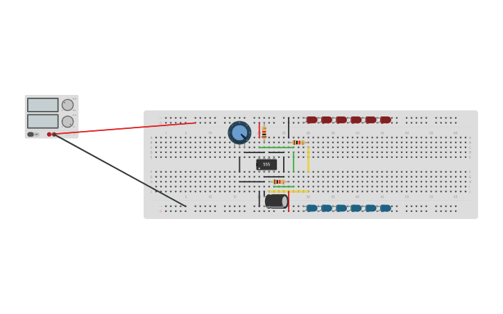 Circuit design Contador NE555 - Tinkercad