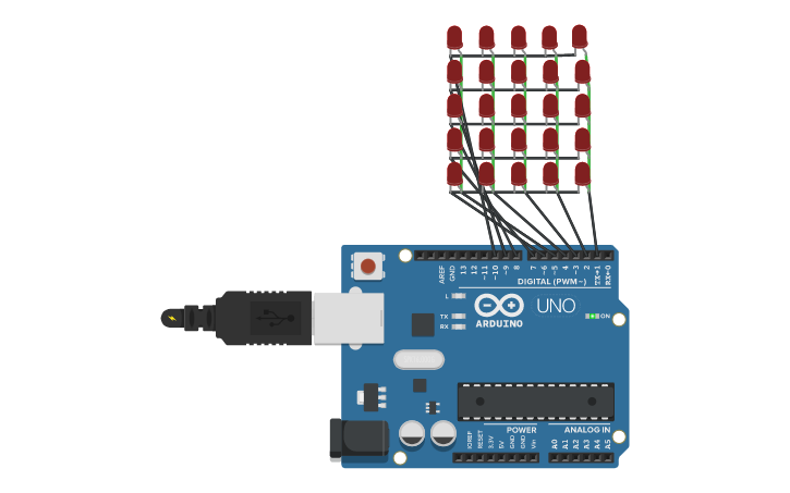 Circuit design 5x5 LED Matrixxxx - Tinkercad