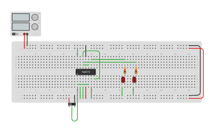 Circuit design 2-bit JK Flip-Flop Counter - Tinkercad
