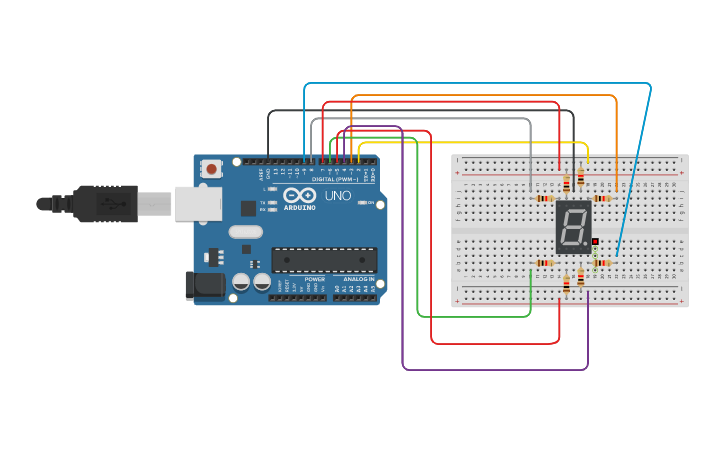 Circuit design Display 7 segmentos - Tinkercad