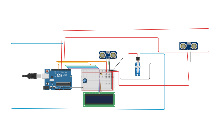Circuit design Automatic Car Parking Lot - Tinkercad