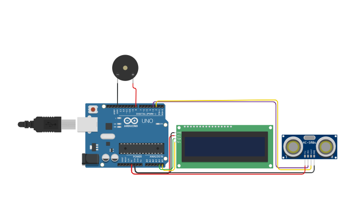 Circuit design Radar de recul avec alarme - Tinkercad