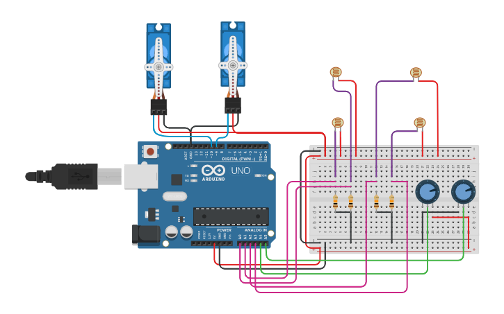Circuit Design Arduino Based Dual Axis Solar Tracker Tinkercad