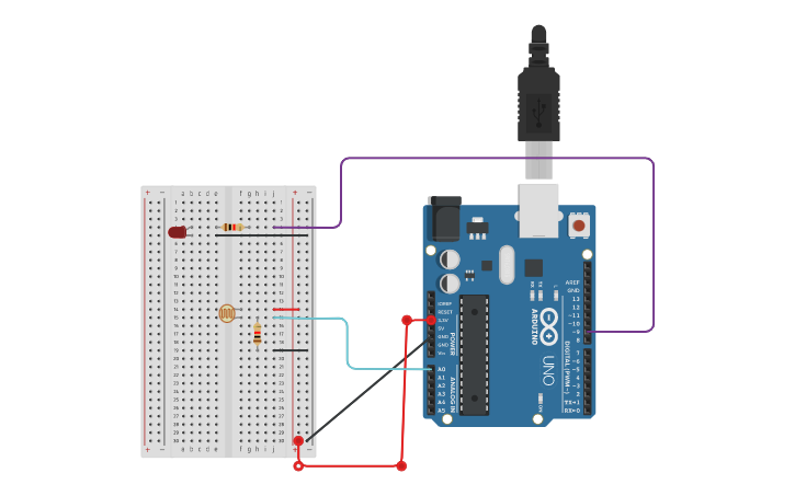 Circuit design fotoresistor | Tinkercad