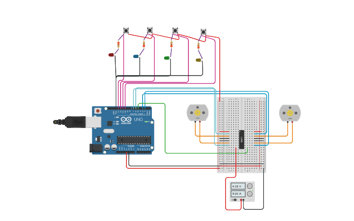 Circuit Design Motores Tinkercad