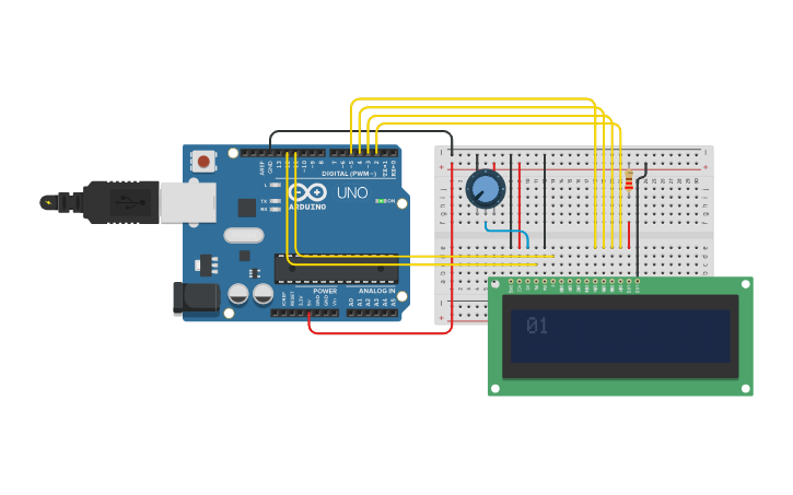Circuit design 19b_LCD Display 1602 - Tinkercad