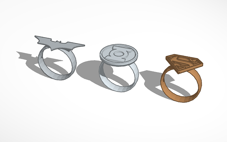 3D design DC SuperHeroes Rings | Tinkercad