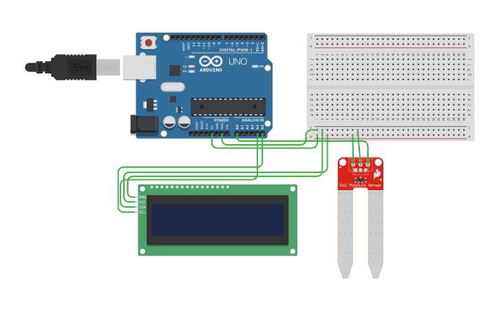 Circuit design ASO_Soil Moisture Sensor with LCD - Tinkercad